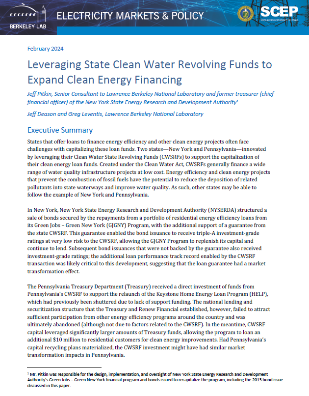 Leveraging State Clean Water Revolving Funds to Expand Clean Energy ...