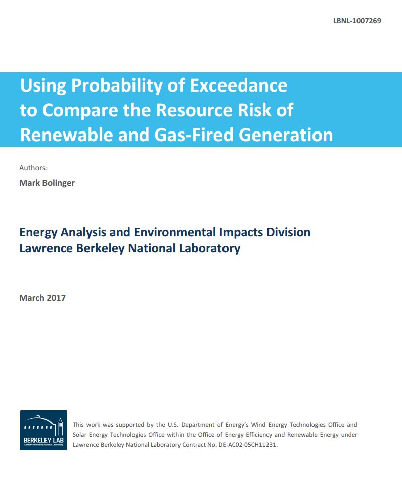 New Berkeley Lab report compares the resource risk of renewable and gas ...
